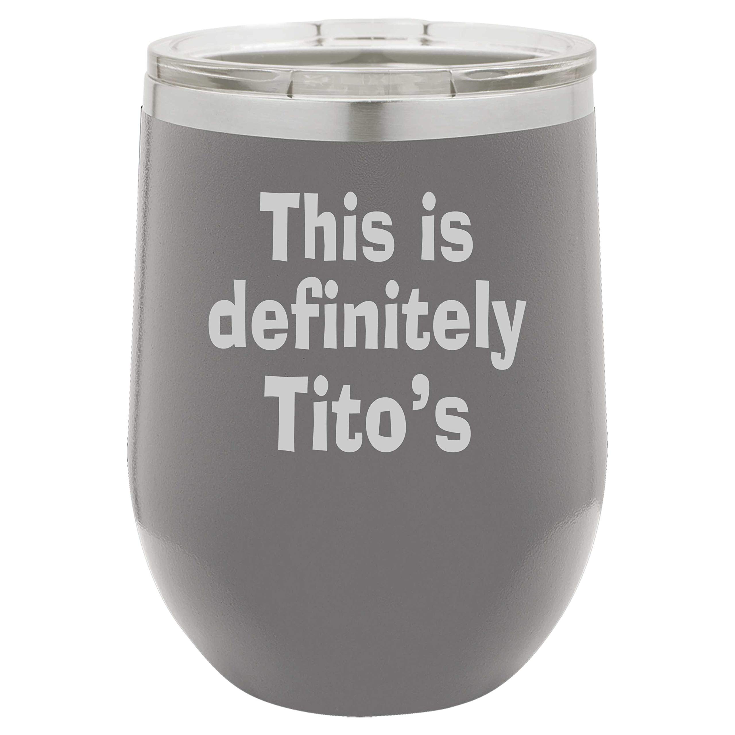 BeeGeeTees Funny Wine Tumbler This Is Definitely Vodka Laser Engraved Insulated Stainless Steel Cup With Lid (Matte Dark Gray)