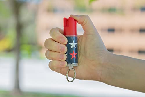 SABRE Pepper Spray With Key Ring, 25 Bursts, 10-Foot (3-Meters) Range, UV Marking Dye, Twist Lock Safety