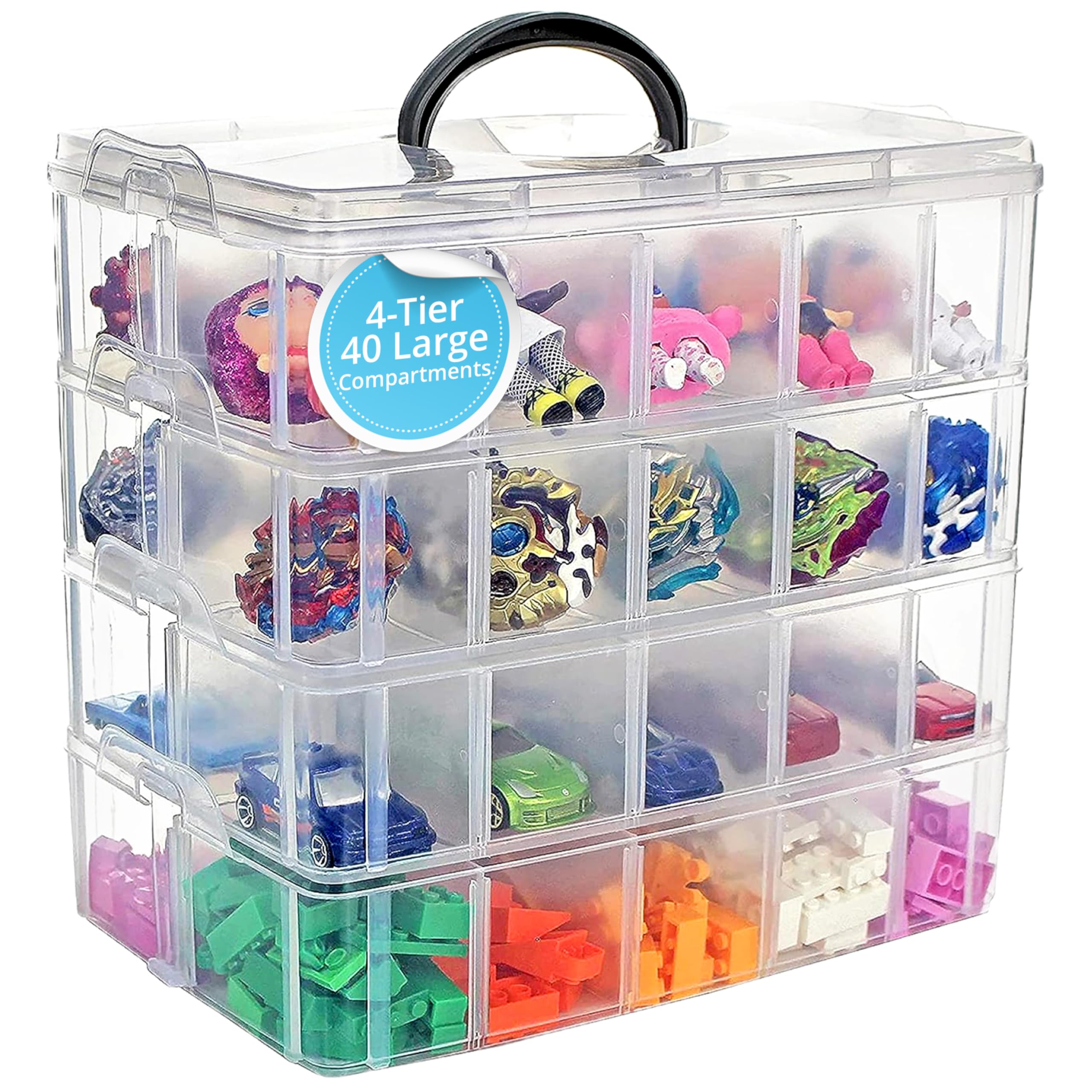 Bins & Things 40-Compartment Organizer for LOL Dolls - Beads and Craft Storage, Compact Toy Organizer for Small Toy Figures - Portable, Durable Storage Solution