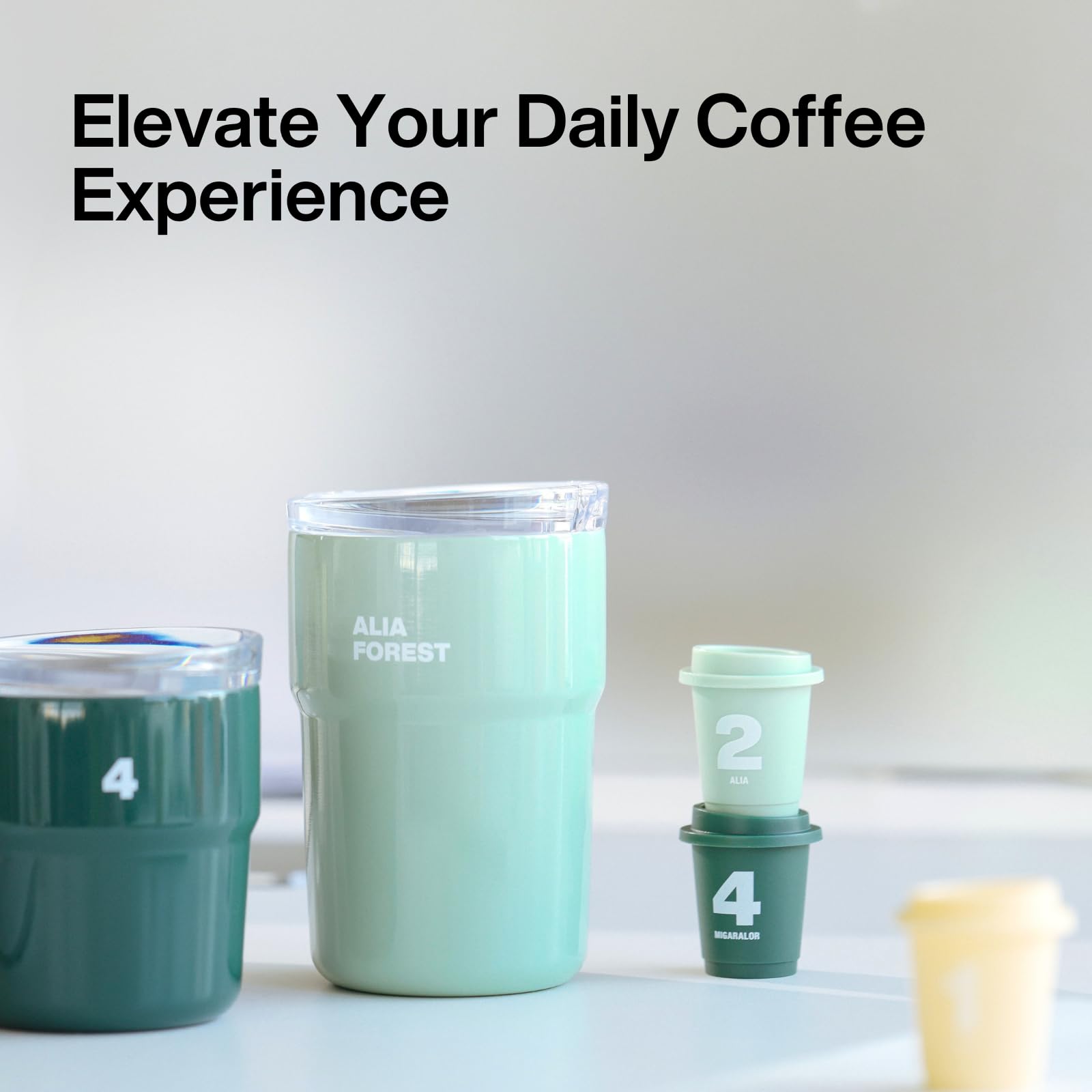 SaturnBird 12 oz Coffee Mug with Lid, for Cold & Hot Drinks, Vacuum Insulated Stainless Steel Coffee Tumbler for Cold & Hot Drinks, Reusable Double-Wall, BPA-Free, Seafoam Green (NO.2)