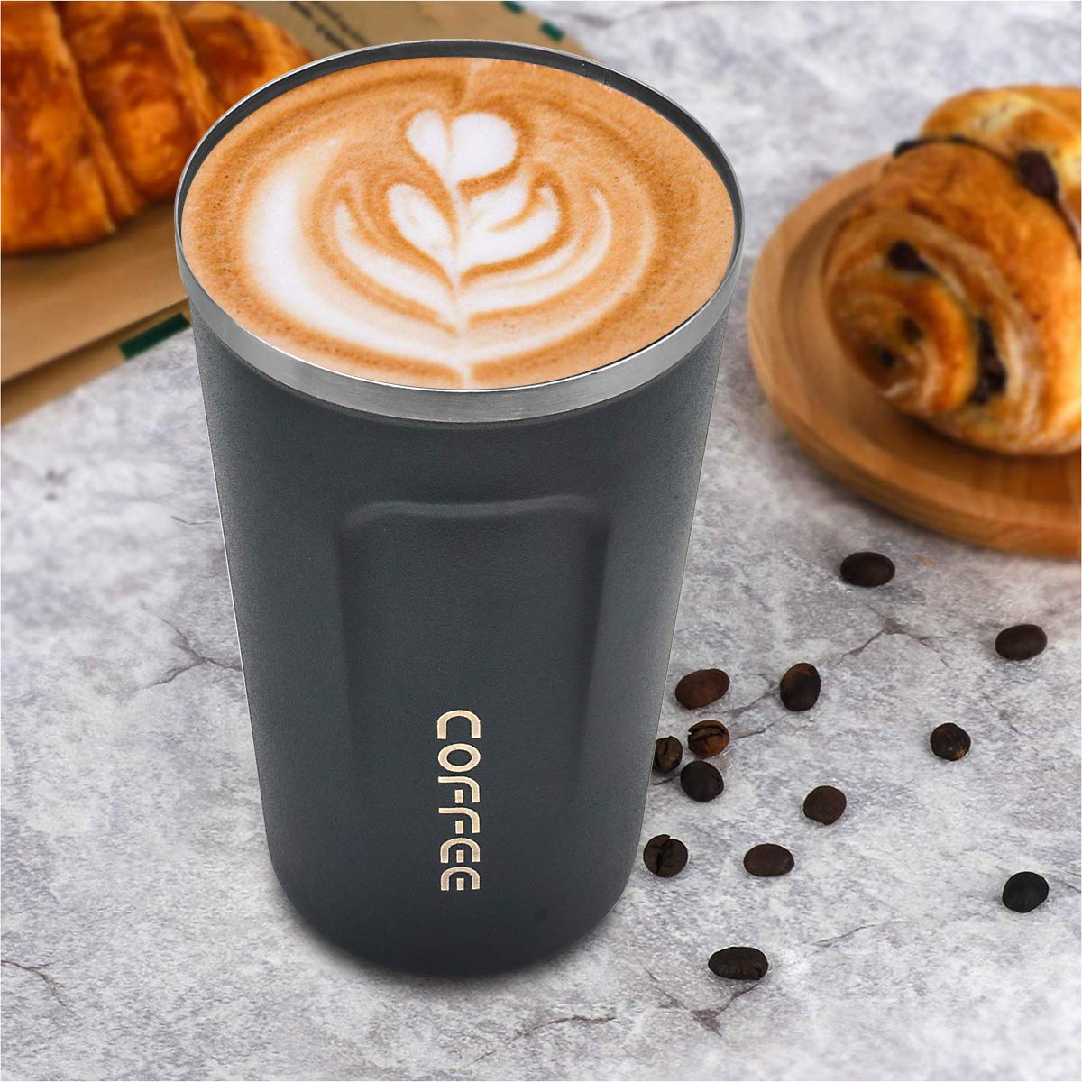 12 oz Stainless Steel Vacuum Insulated Tumbler - Coffee Travel Mug Spill Proof with Lid - Thermos Cup for Keep Hot/Ice Coffee,Tea and Beer (Tibetan blue)