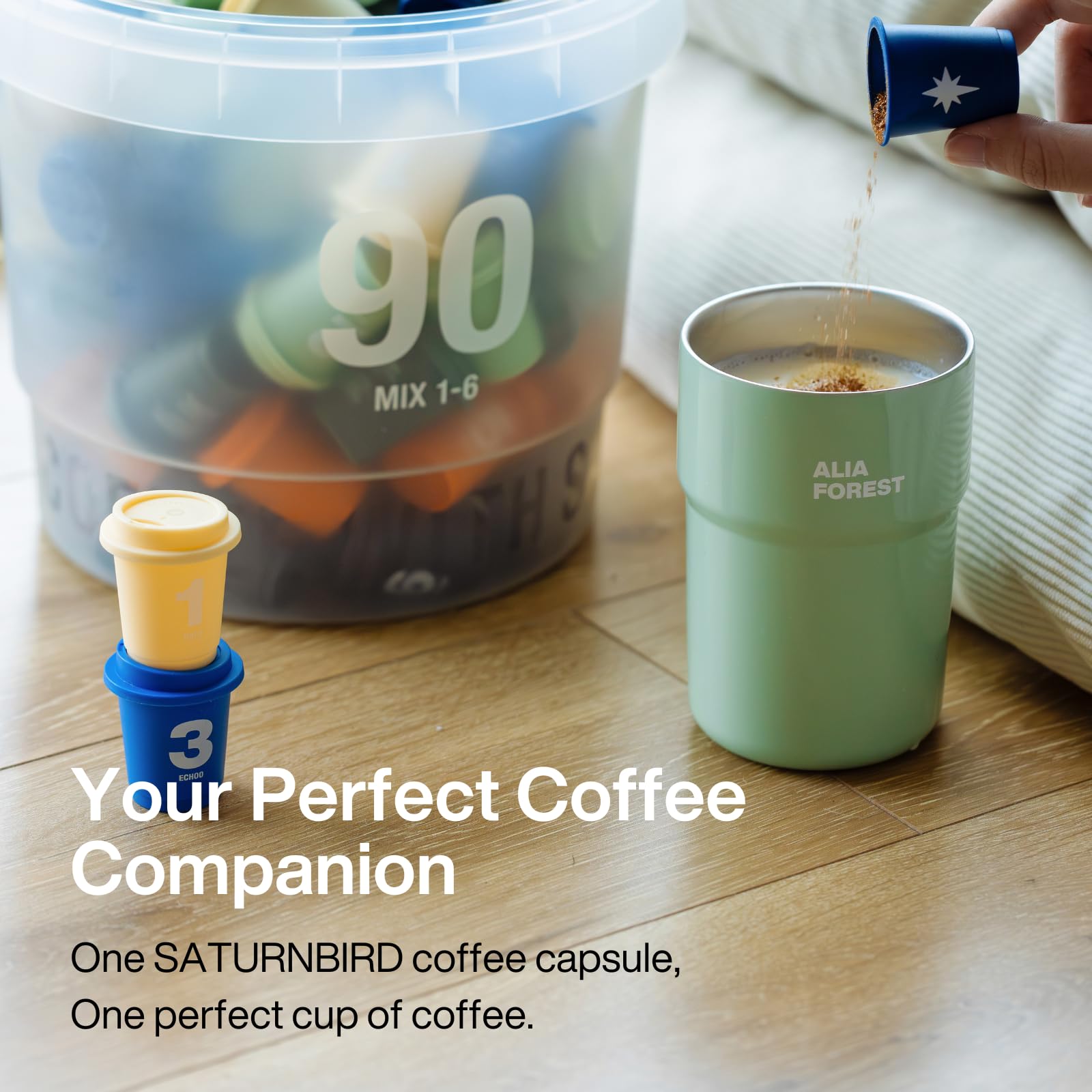 SaturnBird 12 oz Coffee Mug with Lid, for Cold & Hot Drinks, Vacuum Insulated Stainless Steel Coffee Tumbler for Cold & Hot Drinks, Reusable Double-Wall, BPA-Free, Seafoam Green (NO.2)