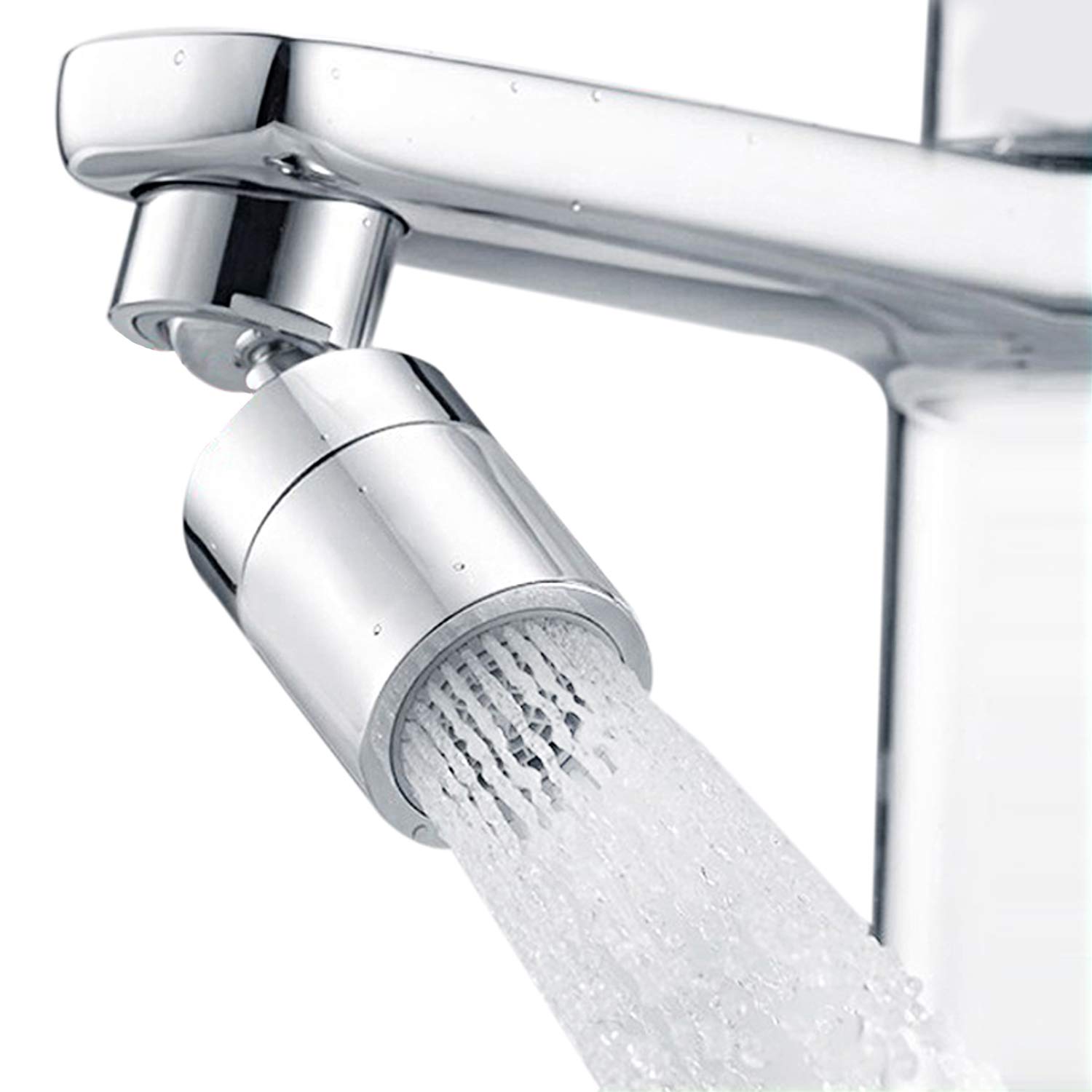 360 Degree Swivel Sink Faucet Aerator, Big Angle High Pressure Large Flow Aerator Dual Function Kitchen Faucet Aerator,55/64 Inch Female Thread Polished Chrome