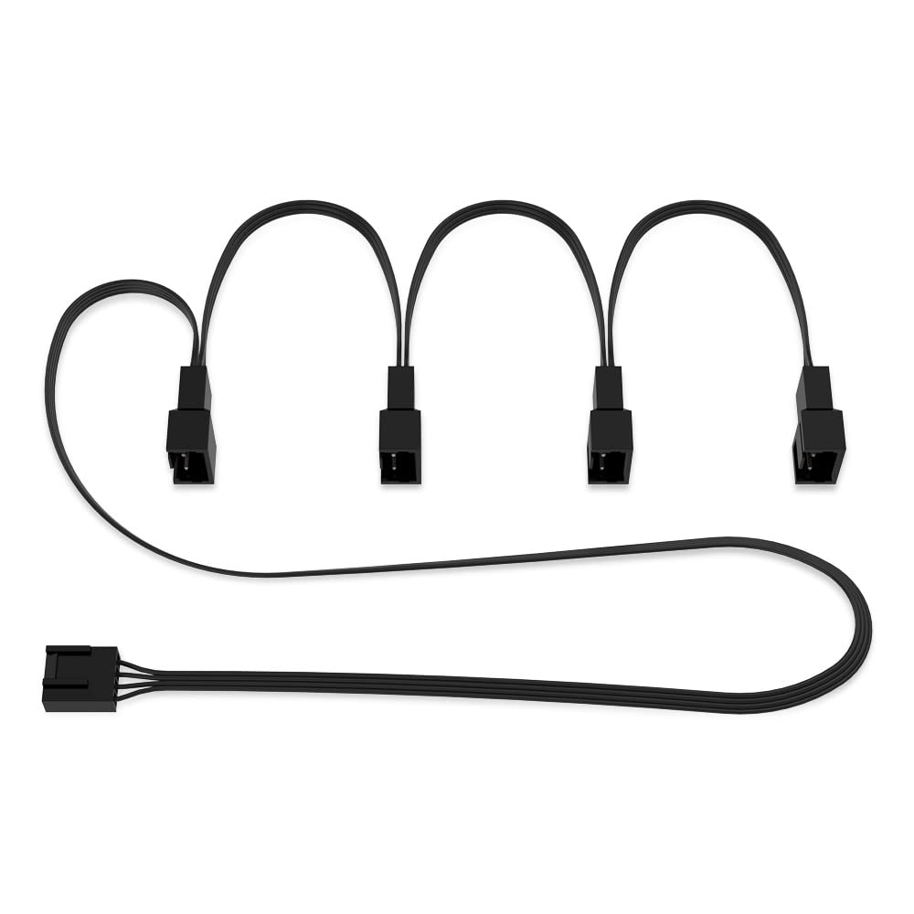 ARCTIC 4-Pin PWM Fan Splitter Cable - PST Extension-Cable for 4 Case Fans, PC Fans, PWM Splitter Cable, Multi-Fan Connector, Fan Splitter, Extension Cable, Y-Splitter, Adapter - Black