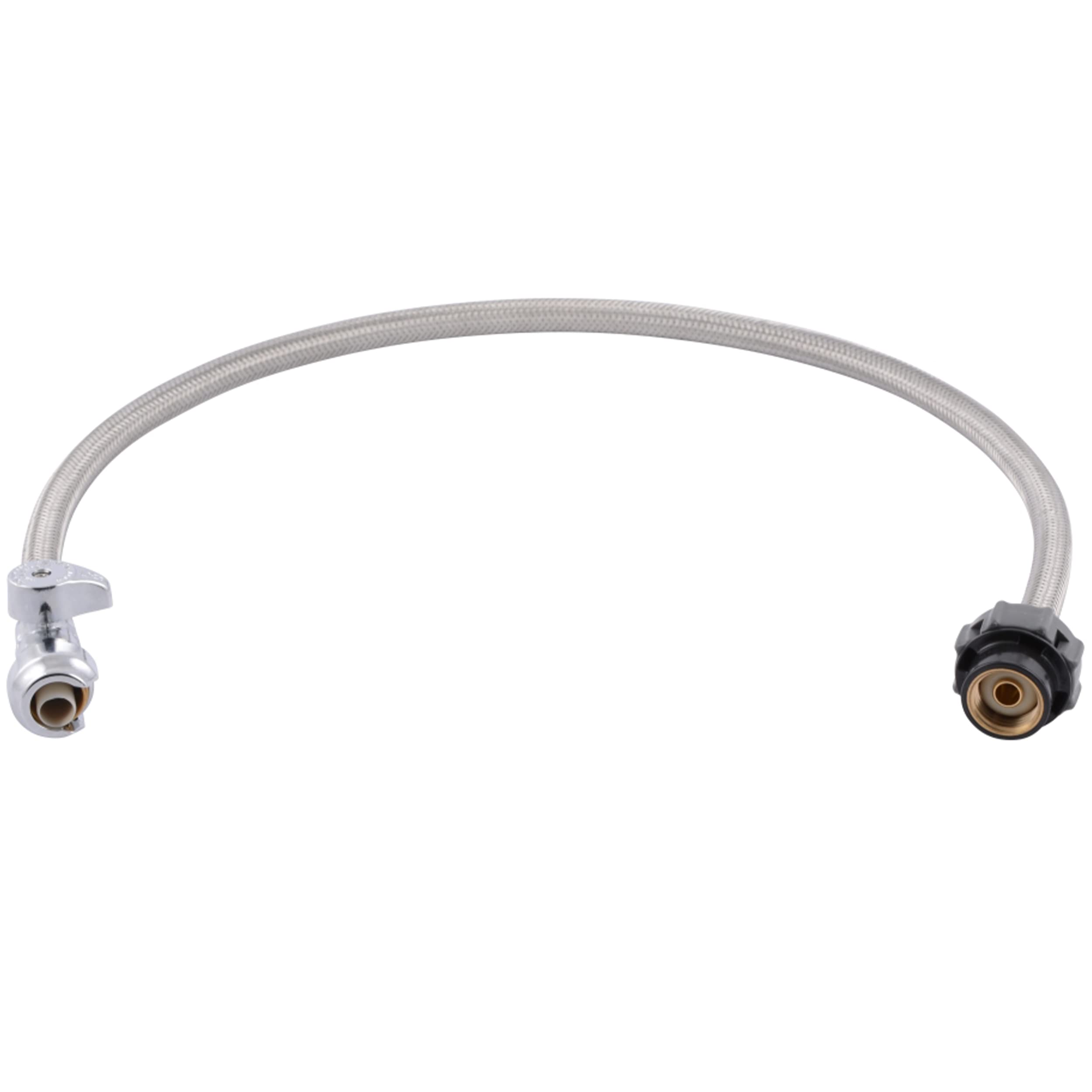 SharkBite 1/2 Inch Straight Stop x 7/8 Inch Ballcock Click Seal Toilet Connector x 16 Inch, Push to Connect Brass Plumbing Fitting, PEX Pipe, Copper, CPVC, PE-RT, HDPE, 24686