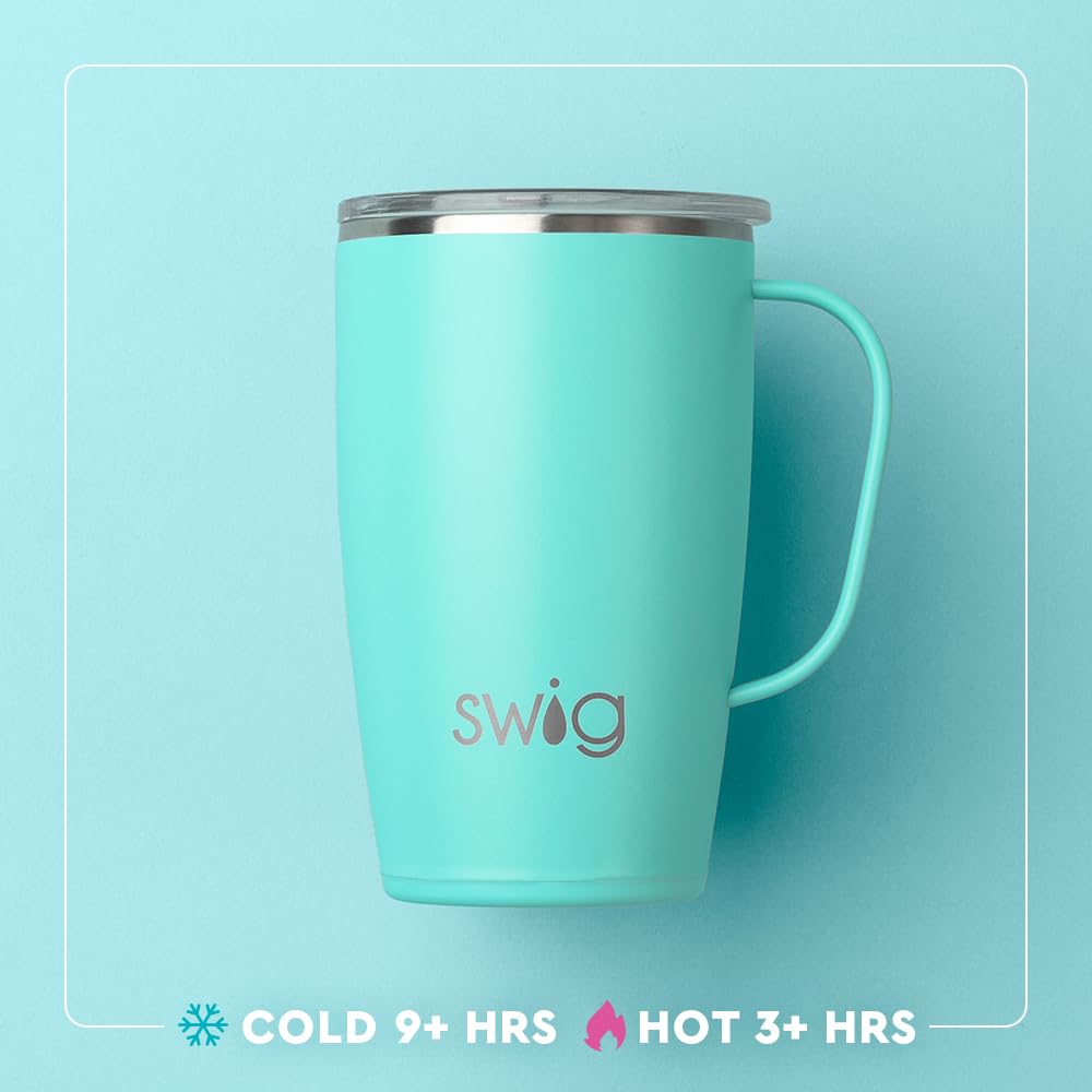 Swig 18oz Stainless Steel Travel Mug, Insulated, Cup Holder Friendly, Dishwasher Safe, Black (1 Count)