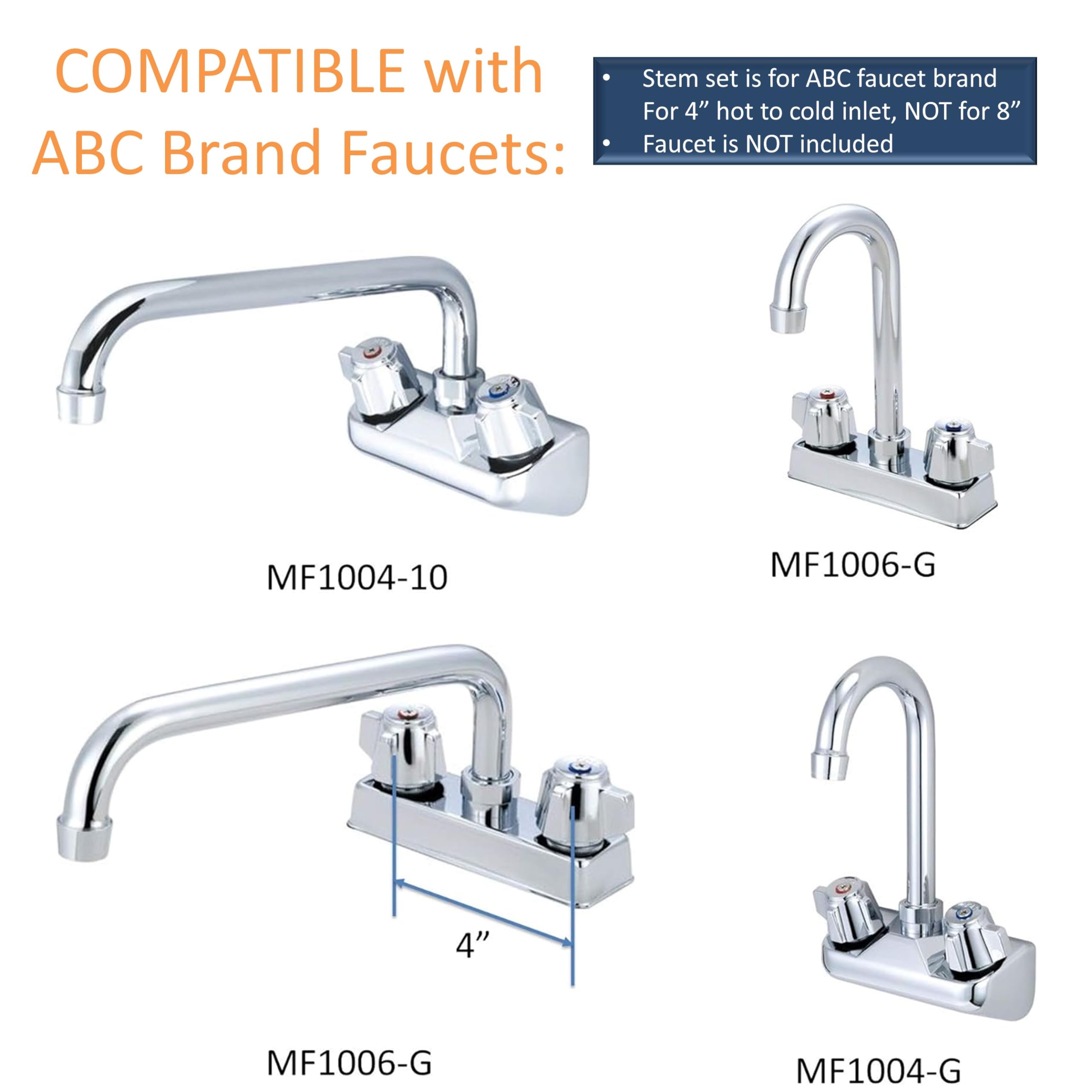 Leyso Hot Knob Handle Kit with Stem for ABC 4" Hand Sink Faucet, Twist Clockwise to Open