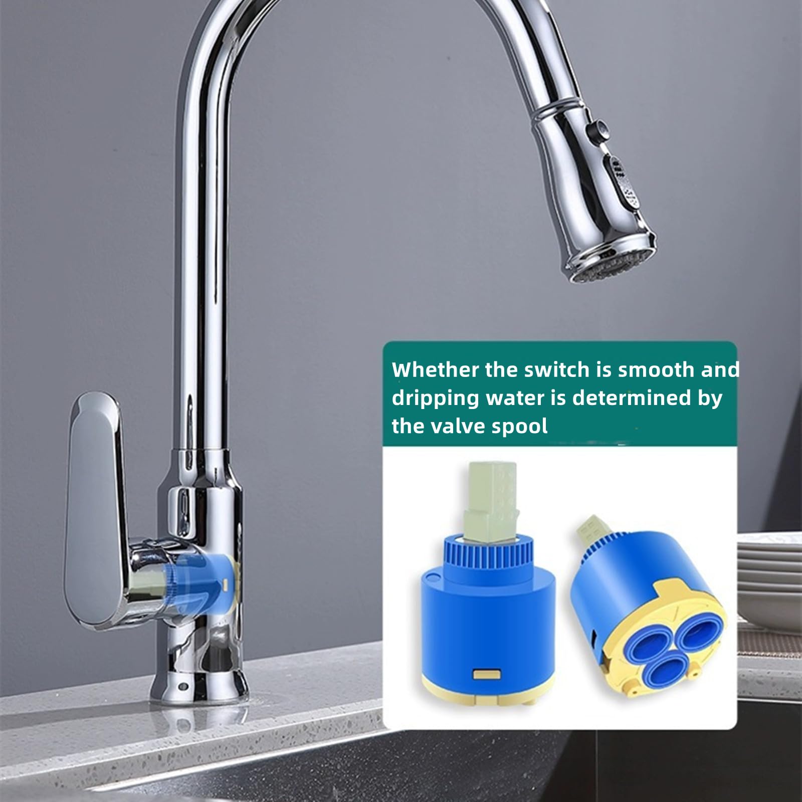 Tnfeeon 35/40mm Ceramic Cartridge Faucet Replacement Water Mixer Tap Inner Control Faucet Valve(40mm)