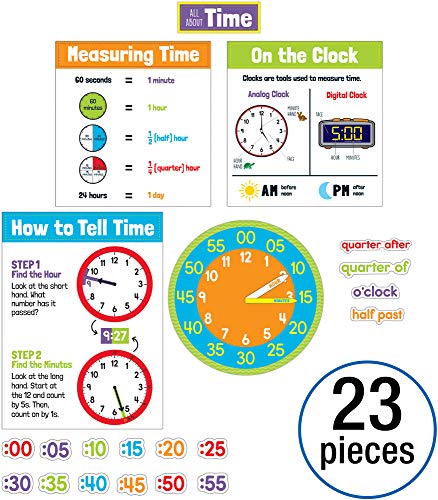 Carson Dellosa – All About Time Bulletin Board Set, Classroom Décor, 23 Pieces