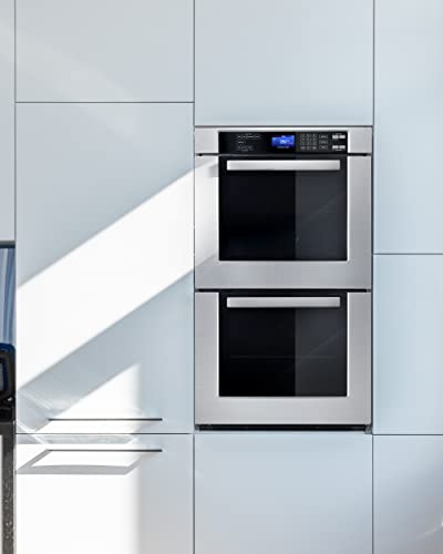 COSMO COS-30EDWC 30 in. Haven Collection Double Electric Wall Oven, True Convection, Blue Porcelain, Self Cleaning in Stainless Steel
