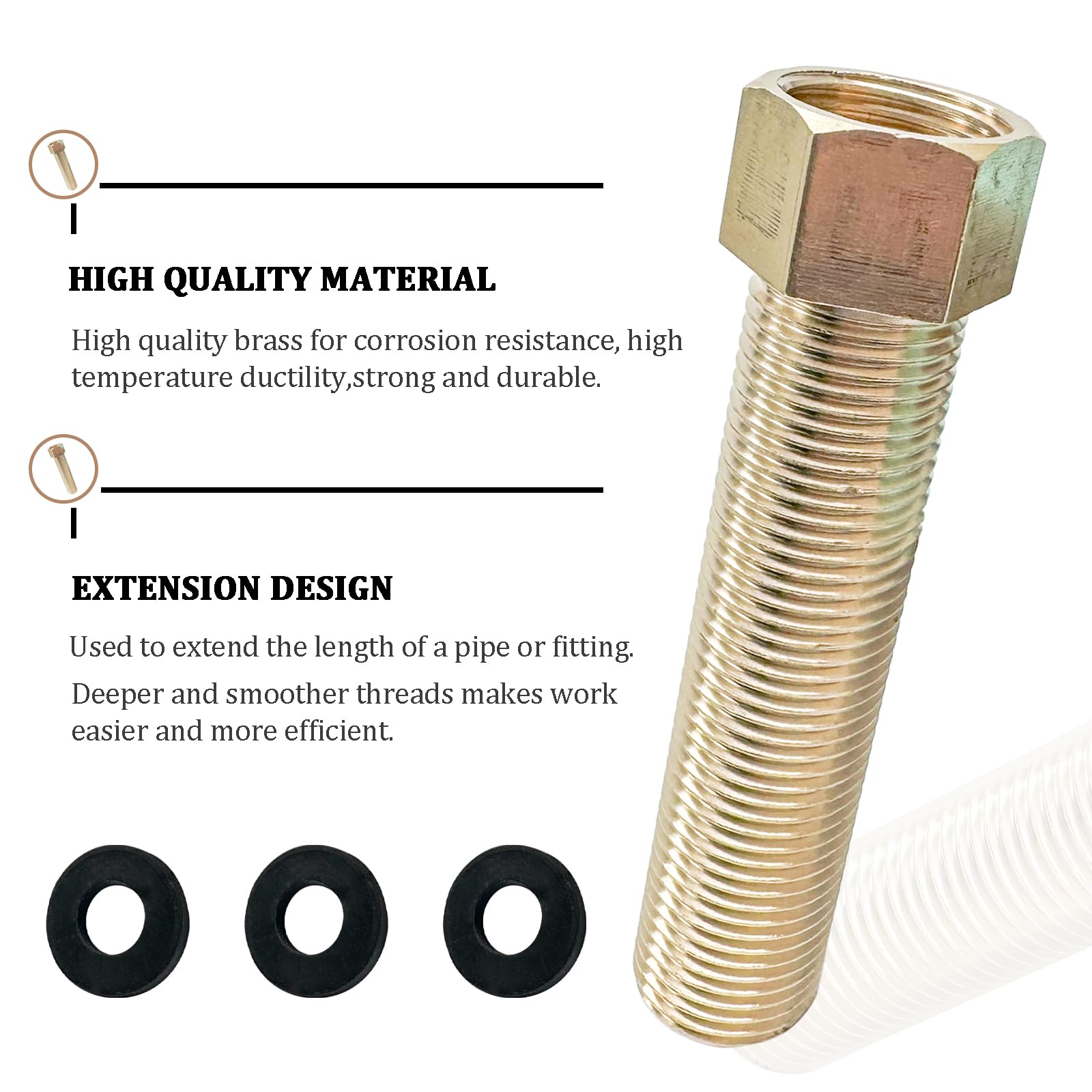ZLYY 1/2" IPS Faucet Extension Adapter Kits, Brass Nut Fittings, Single Hole Mounting Pipe