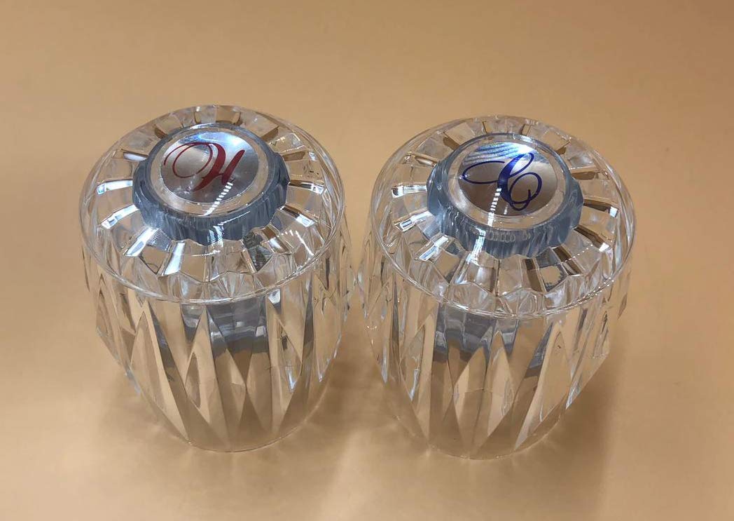 Generic Shower Handles with Adapter fits Valley, Eljer Tub, Shower Handles with Adapter - Clear Acrylic, 3" Height D Broach, Universal Fit for Various Faucets, Exact OEM Style Match - Pair