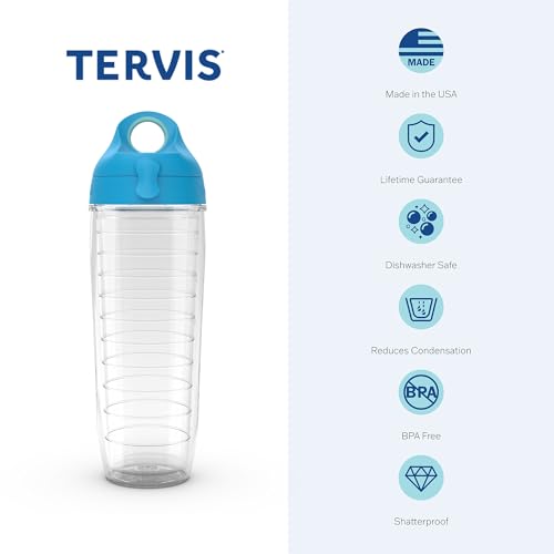 Tervis Tropical Hibiscus Collection Made in USA Double Walled Insulated Tumbler Travel Cup Keeps Drinks Cold & Hot, 24oz Water Bottle, Island Hibiscus Red