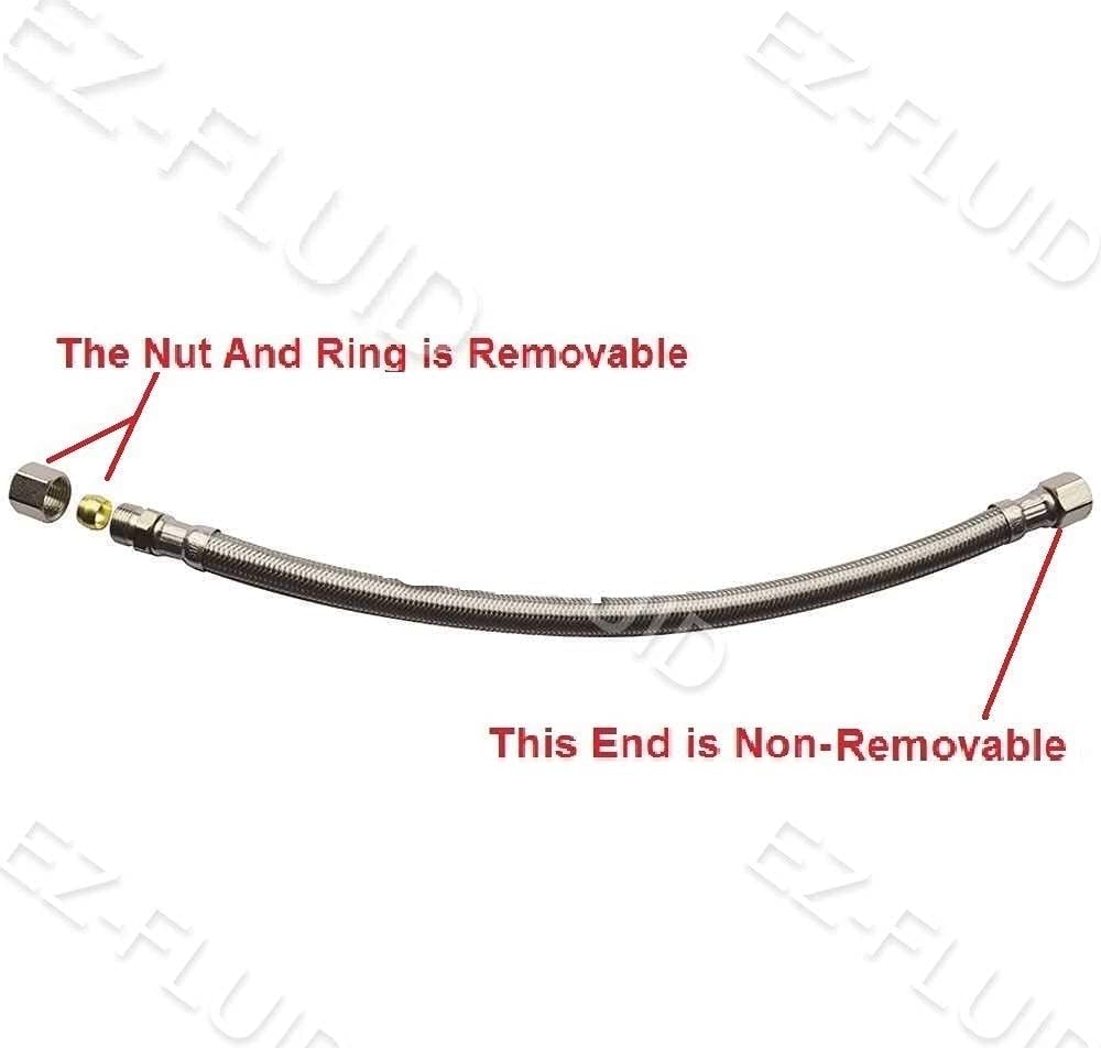 EZ-Fluid 12-Inches x 3/8-Inch Male Compression x 3/8-Inch Female Compression Stainless Steel Braided Faucet Connector,Faucet Extension Supply Hose Connector Lines (2)