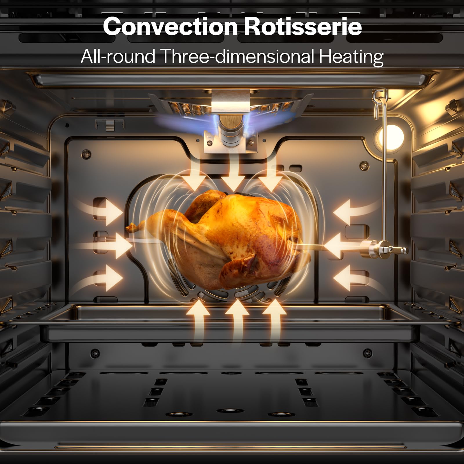 Empava 24" Single Gas Wall Oven Bake Broil Rotisserie Functions with Digital Timer and Convection Fan in Stainless Steel