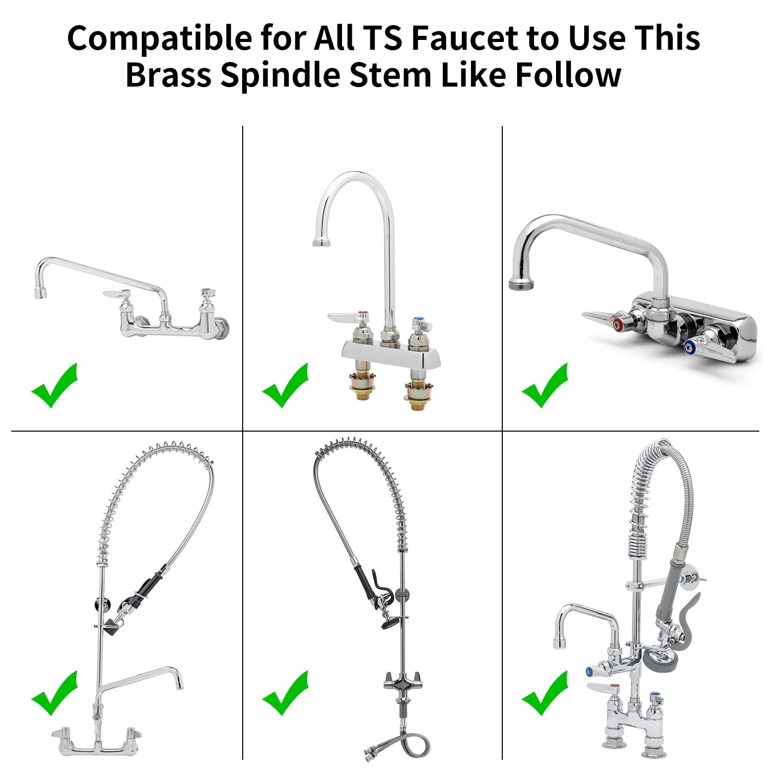 KWODE Replacement Brass Hydraulic Control Spindle Assembly Cartridge Faucet Valve for Bathroom Kitchen Wall Mount Commercial Faucet (1 Pair Hot & Cold)