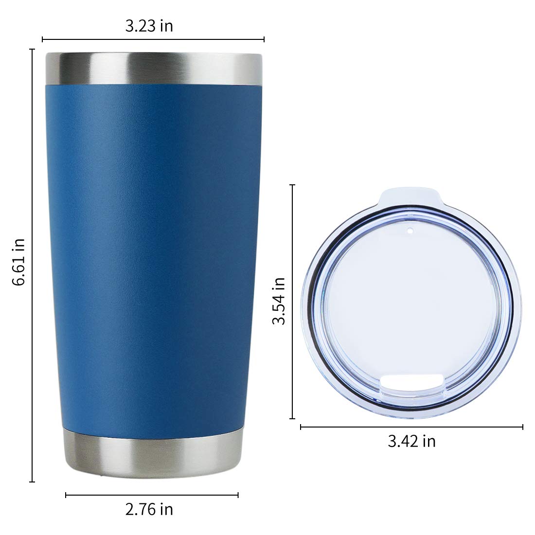 DOMICARE 20oz Stainless Steel Tumbler Bulk with Lid, Double Wall Vacuum Insulated Travel Mug, Powder Coated Coffee Cup (Dark Blue, 1)