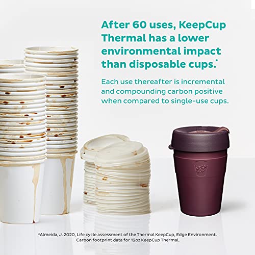 KeepCup Thermal - Vacuum Insulated Stainless Steel, Reusable Coffee Cup with Splashproof Sipper Lid, Medium 12oz/340ml - Alder