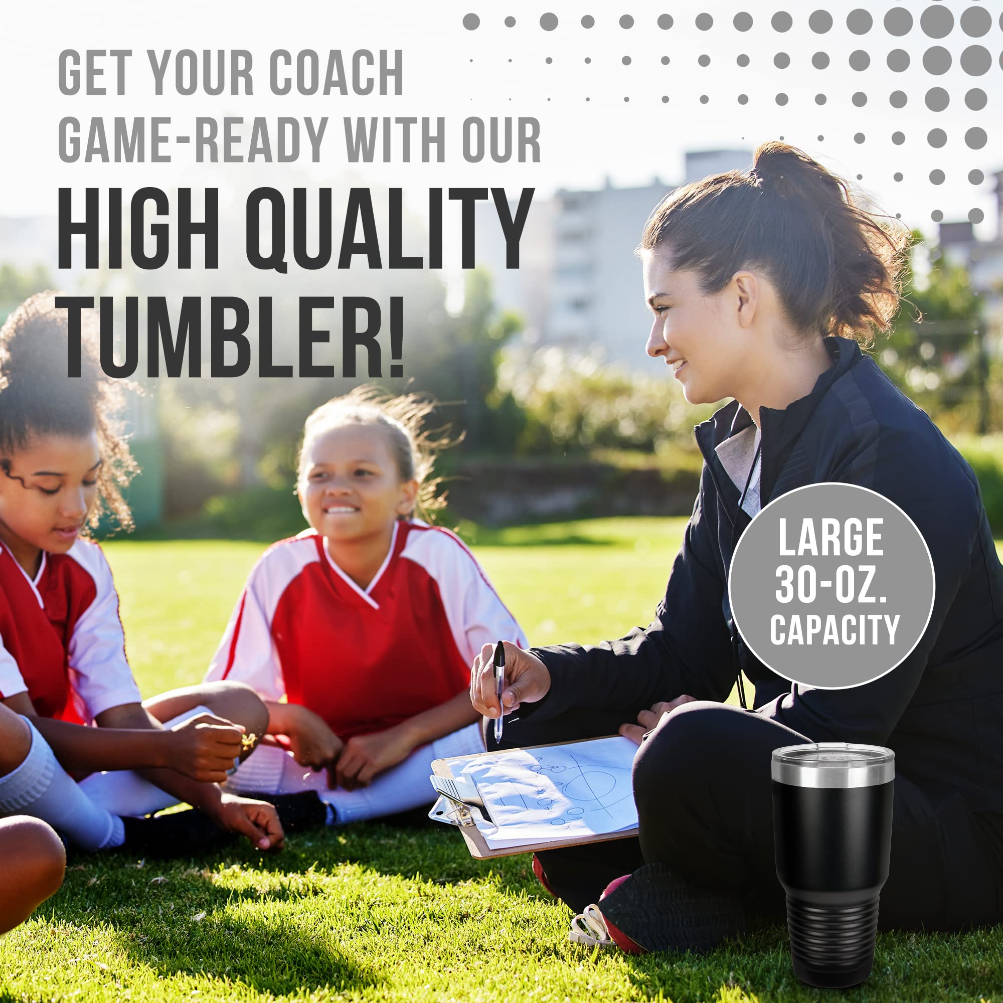 Personalized Soccer Coach Tumbler Cup With Coach Name - Customized Soccer Coach Gift - Custom Soccer Coach Travel Mug - Black