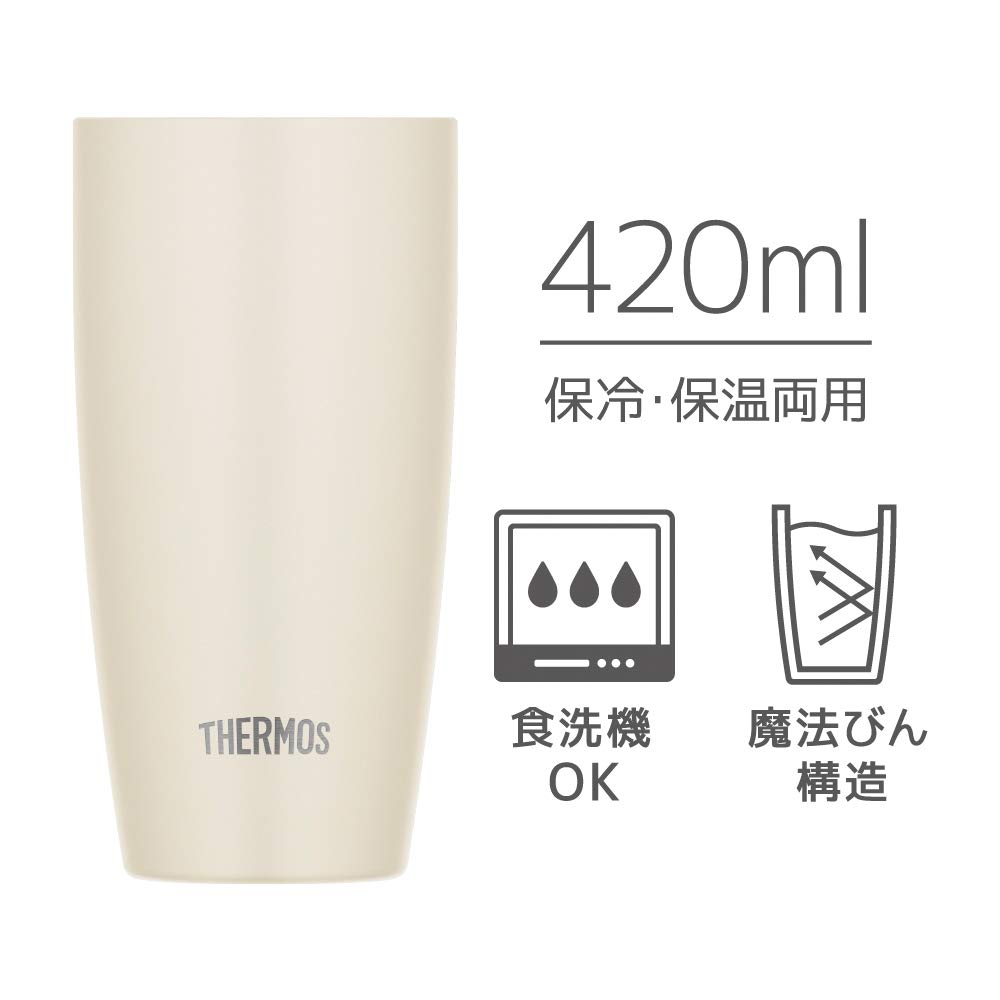 Thermos JDM-420 WH Vacuum Insulated Tumbler, 14.2 fl oz (420 ml), White