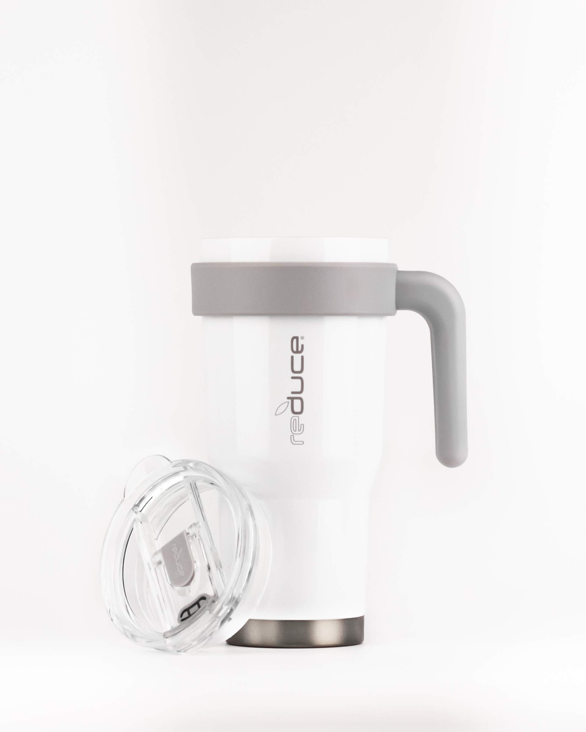 Reduce Tumbler – 24oz COLD 1 Mug With Lid, Straw and Handle – 24 Hours Cold – Easy-Hold Handle, Vacuum Insulated, Sweat-Proof Body – Cupholder Friendly Insulated Mug – White Gloss