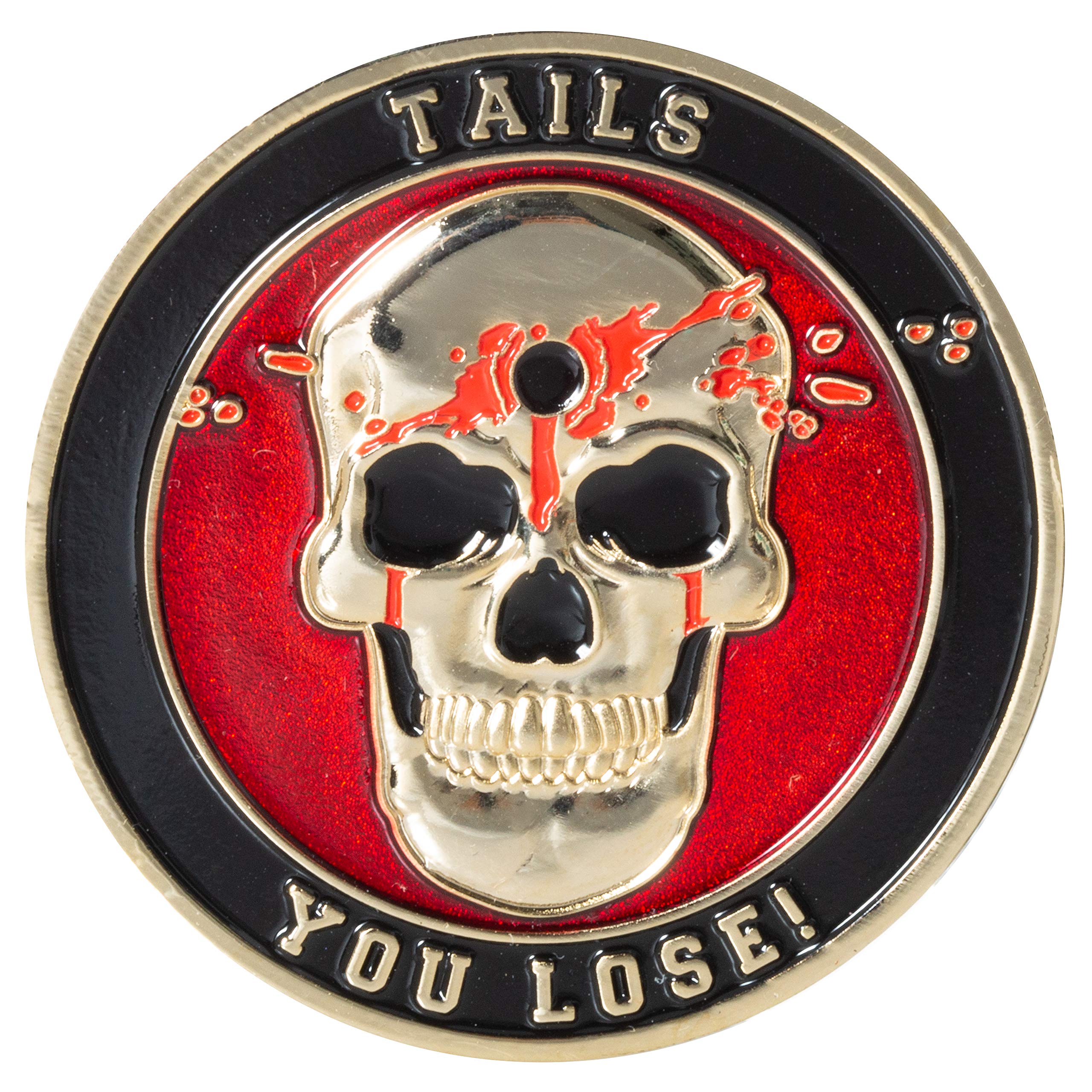 Heads Or Tails I Win You Lose Skull Challenge Coin