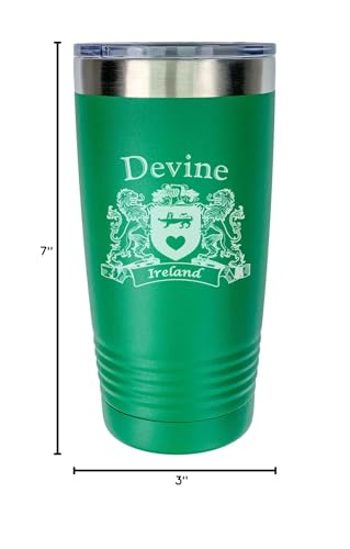 Devine Irish Coat of Arms Stainless Steel Green Travel Tumbler