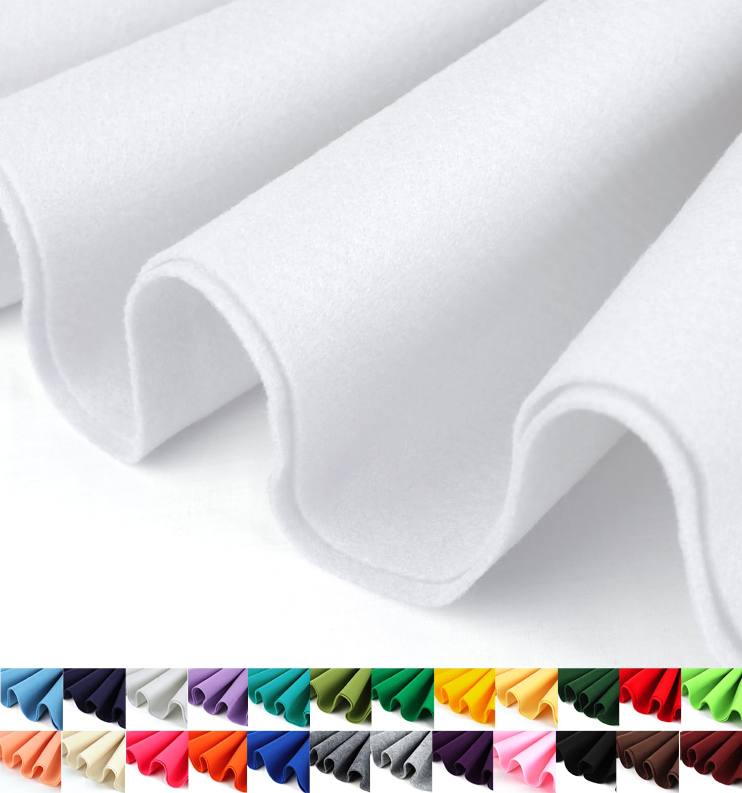 Barcelonetta | Felt Fabric | 72" Wide | 1.6mm Thick | Acrylic & Soft | Felt by The Yard | Felt for DIY Crafts, Projects, Sewing (White, 2 Yard)