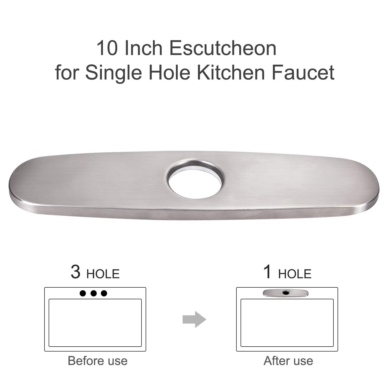 COOLWEST Deck Plate 10Inch for Single Hole Kitchen Sink Faucet Commercial Kitchen Faucet Hole Cover Escutcheon Stainless Steel