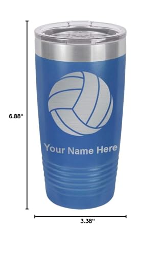 LaserGram 20oz Vacuum Insulated Tumbler Mug, Volleyball Ball, Personalized Engraving Included (Dark Blue)