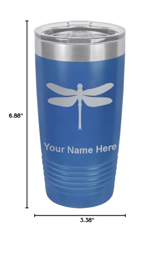LaserGram 20oz Vacuum Insulated Tumbler Mug, Dragonfly, Personalized Engraving Included (Dark Blue)
