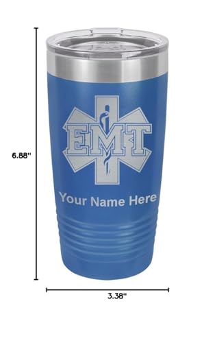 LaserGram 20oz Vacuum Insulated Tumbler Mug, EMT Emergency Medical Technician, Personalized Engraving Included (Dark Blue)