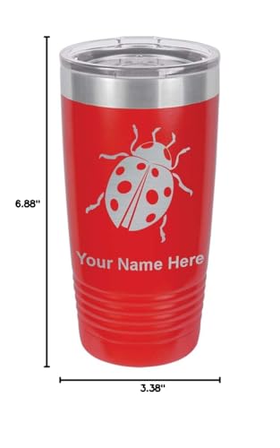 LaserGram 20oz Vacuum Insulated Tumbler Mug, Ladybug, Personalized Engraving Included (Red)