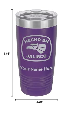 LaserGram 20oz Vacuum Insulated Tumbler Mug, Hecho en Jalisco, Personalized Engraving Included (Dark Purple)