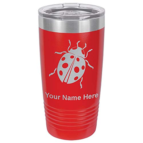 LaserGram 20oz Vacuum Insulated Tumbler Mug, Ladybug, Personalized Engraving Included (Red)