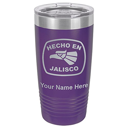 LaserGram 20oz Vacuum Insulated Tumbler Mug, Hecho en Jalisco, Personalized Engraving Included (Dark Purple)