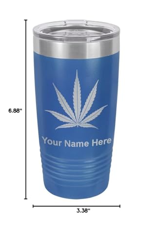 LaserGram 20oz Vacuum Insulated Tumbler Mug, Marijuana leaf, Personalized Engraving Included (Dark Blue)