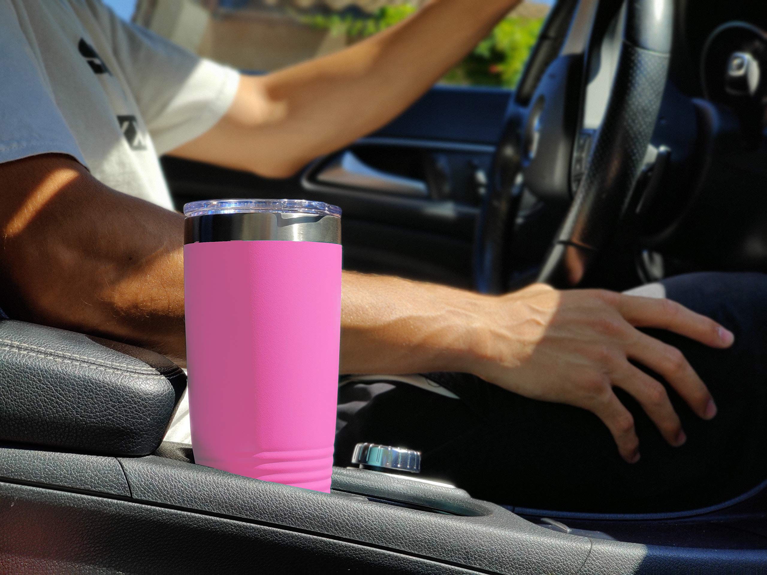 LaserGram 20oz Vacuum Insulated Tumbler Mug, Jolly Roger, Personalized Engraving Included (Pink)