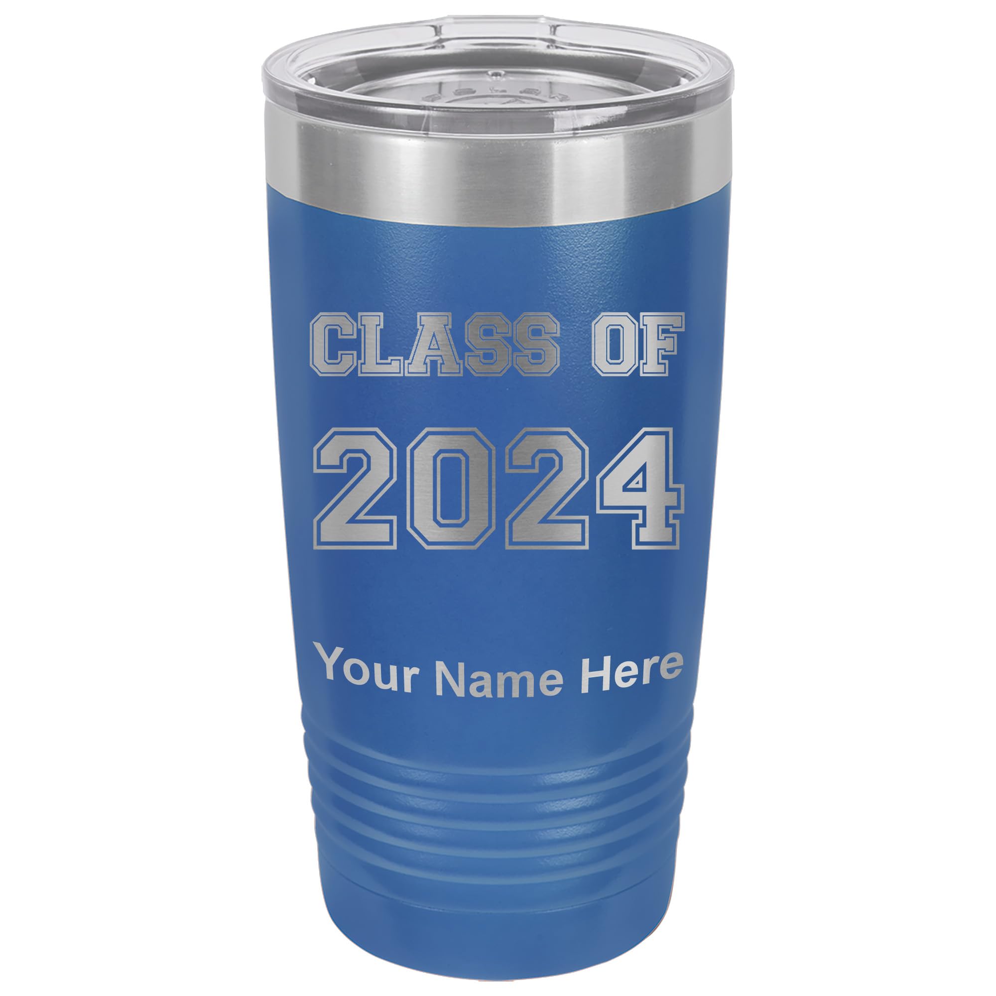 LaserGram 20oz Vacuum Insulated Tumbler Mug, Class of 2023, 2024, 2025, 2026, 2027, Personalized Engraving Included (Dark Blue)