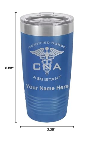 LaserGram 20oz Vacuum Insulated Tumbler Mug, CNA Certified Nurse Assistant, Personalized Engraving Included (Dark Blue)