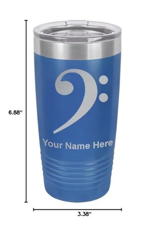 LaserGram 20oz Vacuum Insulated Tumbler Mug, Bass Clef, Personalized Engraving Included (Dark Blue)