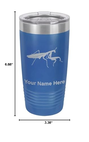LaserGram 20oz Vacuum Insulated Tumbler Mug, Praying Mantis, Personalized Engraving Included (Dark Blue)