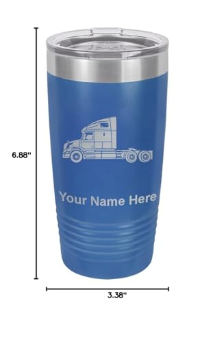 LaserGram 20oz Vacuum Insulated Tumbler Mug, Truck Cab, Personalized Engraving Included (Dark Blue)