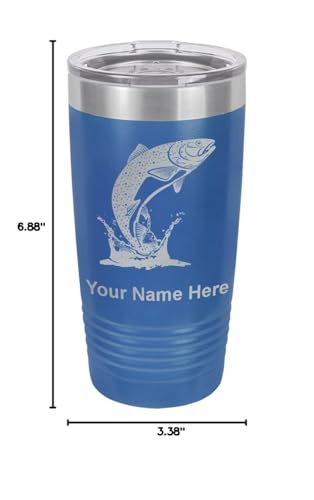 LaserGram 20oz Vacuum Insulated Tumbler Mug, Trout Fish, Personalized Engraving Included (Dark Blue)