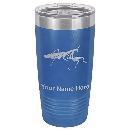 LaserGram 20oz Vacuum Insulated Tumbler Mug, Praying Mantis, Personalized Engraving Included (Dark Blue)