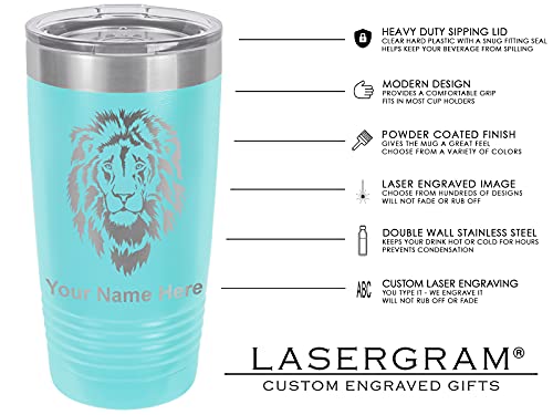 LaserGram 20oz Vacuum Insulated Tumbler Mug, Angel Wings, Personalized Engraving Included (Light Blue)