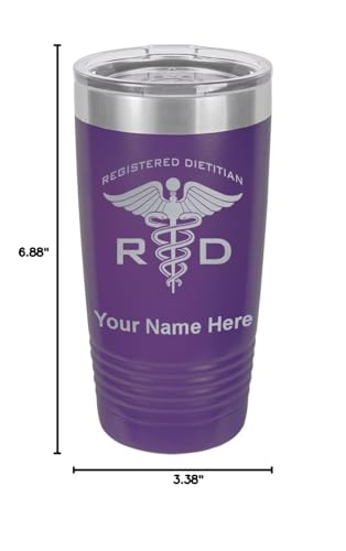 LaserGram 20oz Vacuum Insulated Tumbler Mug, RD Registered Dietitian, Personalized Engraving Included (Dark Purple)