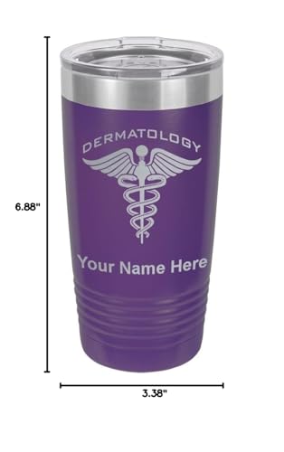 LaserGram 20oz Vacuum Insulated Tumbler Mug, Dermatology, Personalized Engraving Included (Dark Purple)