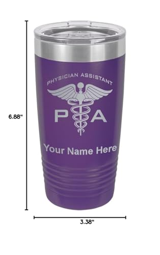 LaserGram 20oz Vacuum Insulated Tumbler Mug, PA Physician Assistant, Personalized Engraving Included (Dark Purple)
