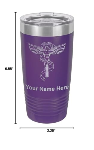 LaserGram 20oz Vacuum Insulated Tumbler Mug, Chiropractic Symbol, Personalized Engraving Included (Dark Purple)